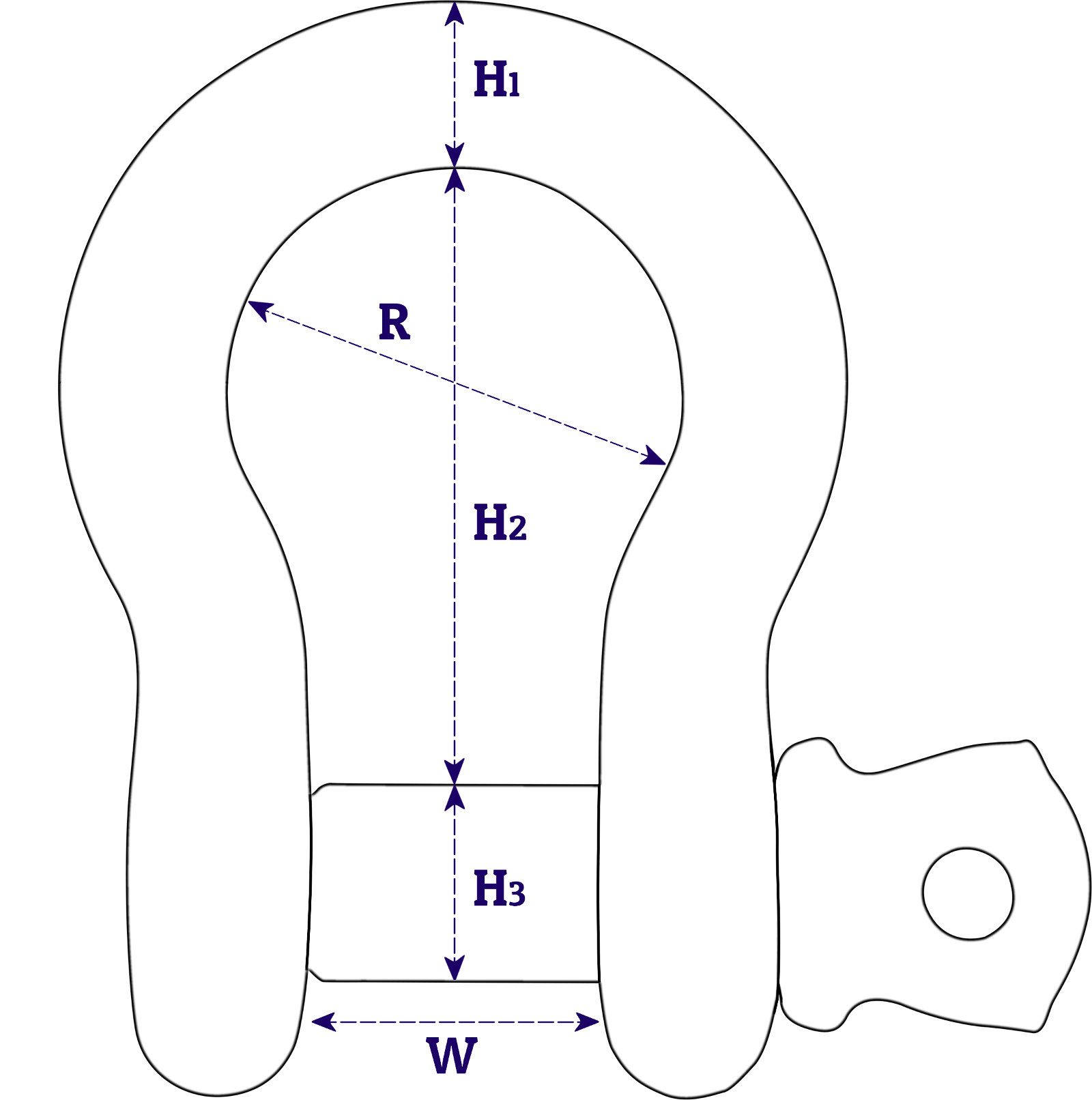 Manille lyre noire HR à manillon - CMU 2t / 3,25t / 4,75